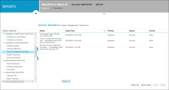 View an eLearning report